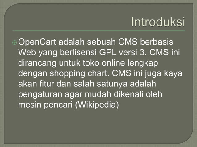 Tutorial instalasi open cart | PPT
