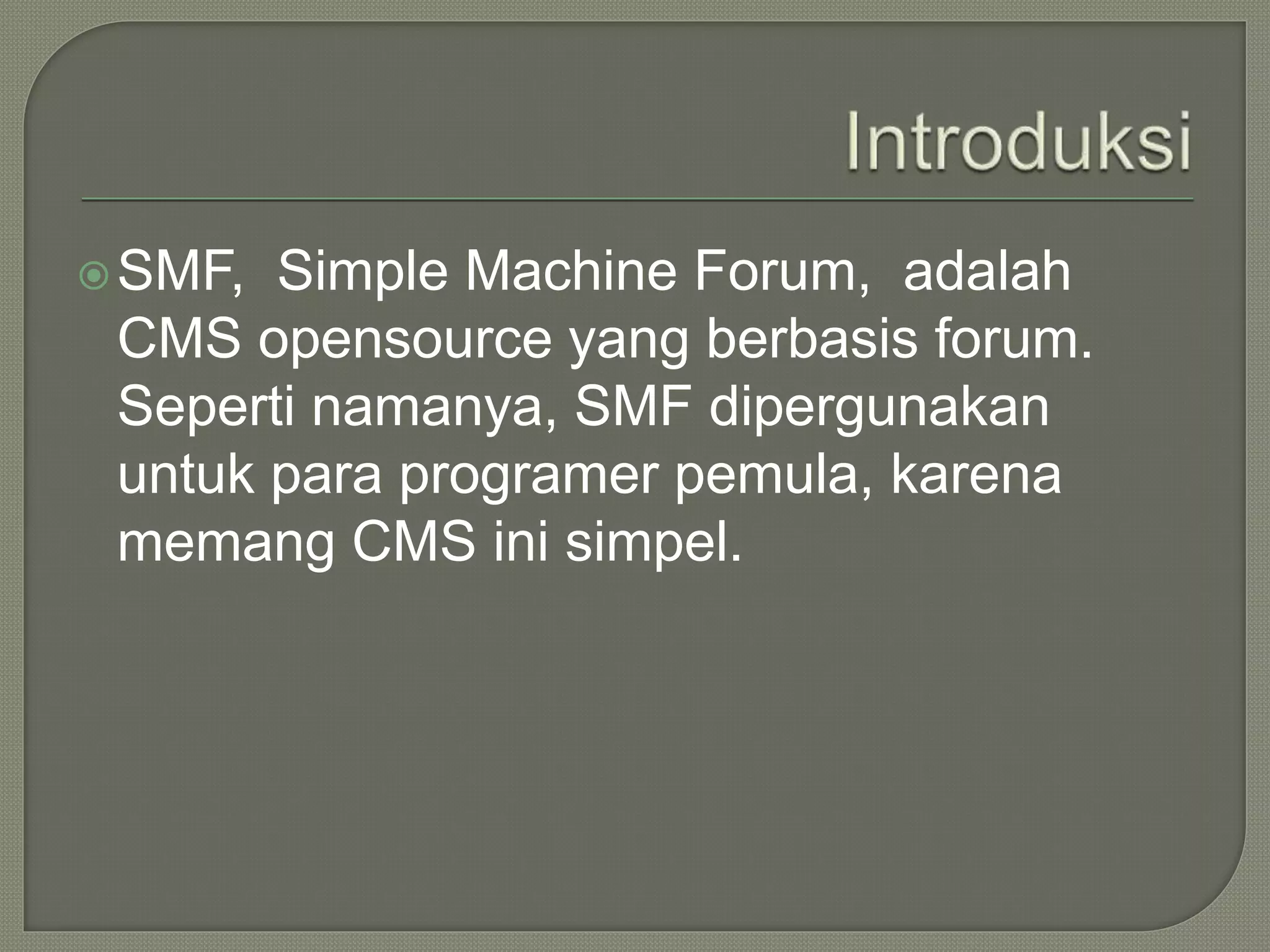 Tutorial instalasi smf | PPT