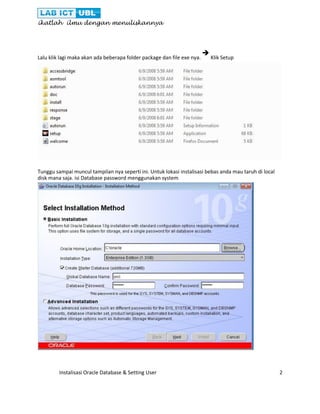 Tutorial Instalisasi Oracle 10g dan Setting User | PDF