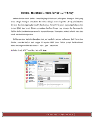 Tutorial installasi debian server 7 | PDF