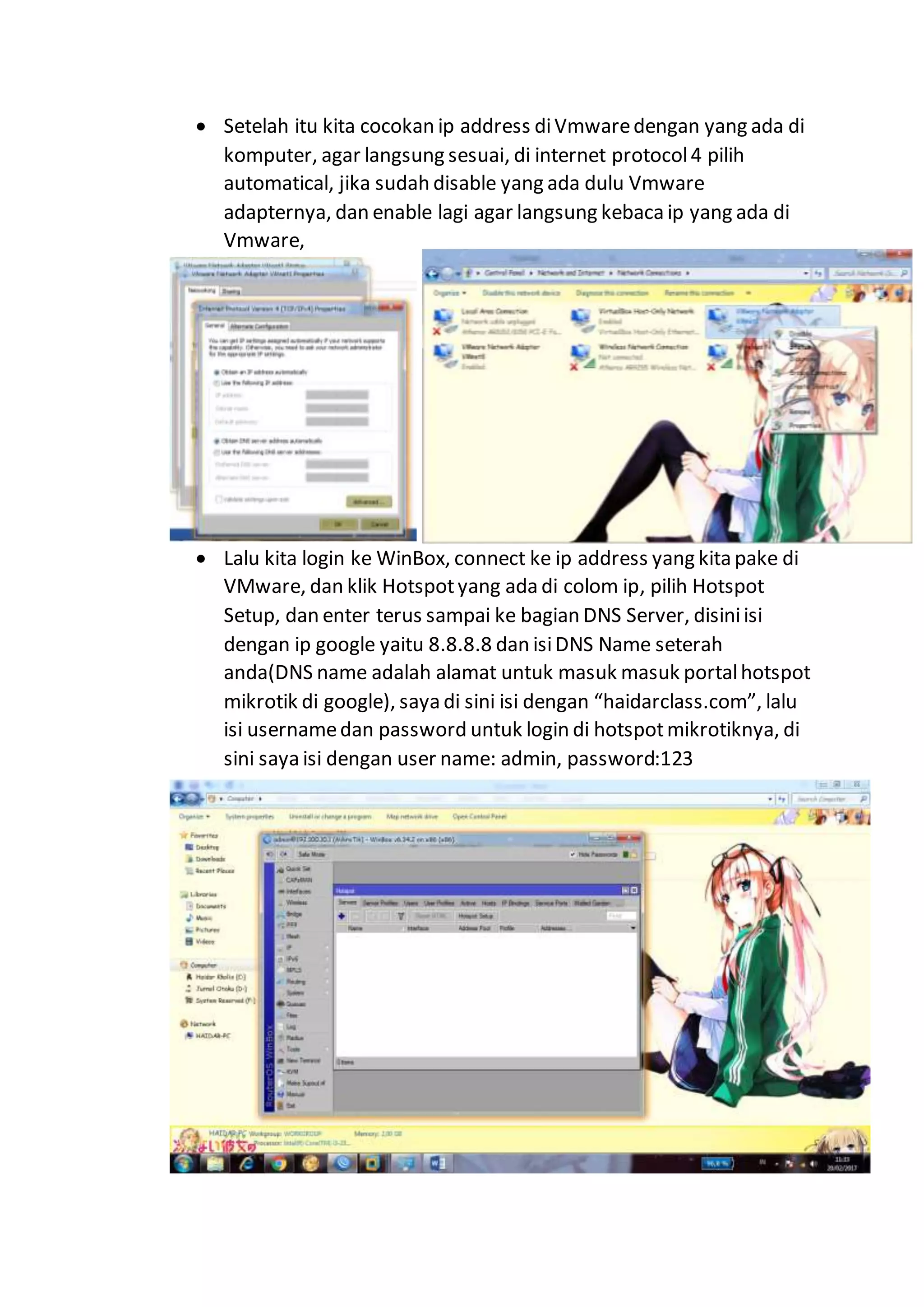 Tutorial install hotspot mikrotik haidar kholis | DOCX