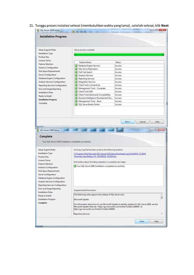 Tutorial Install SQL SERVER 2008 | DOCX