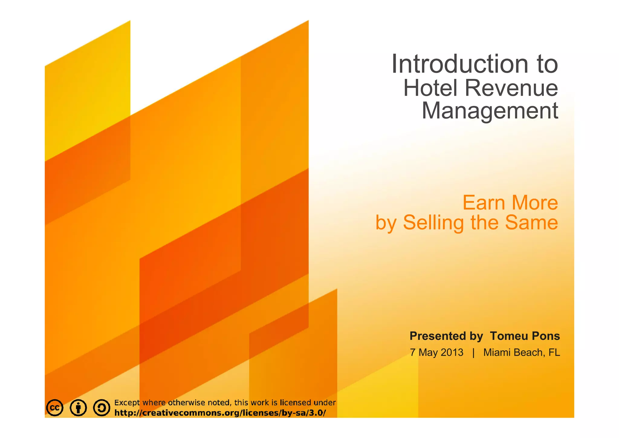 Tutorial introduction to revenue management for hotels hospitality ...