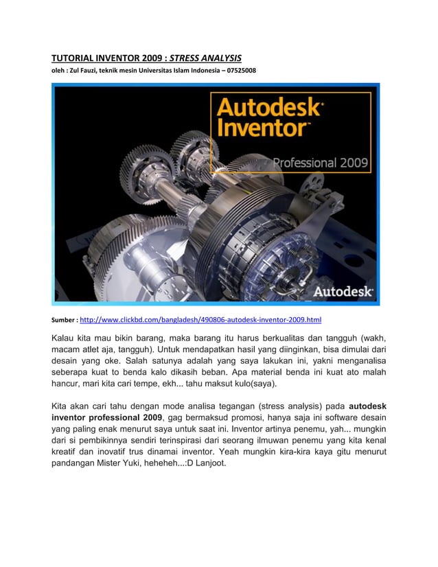 Tutorial inventor 2009 stress analysis | PDF