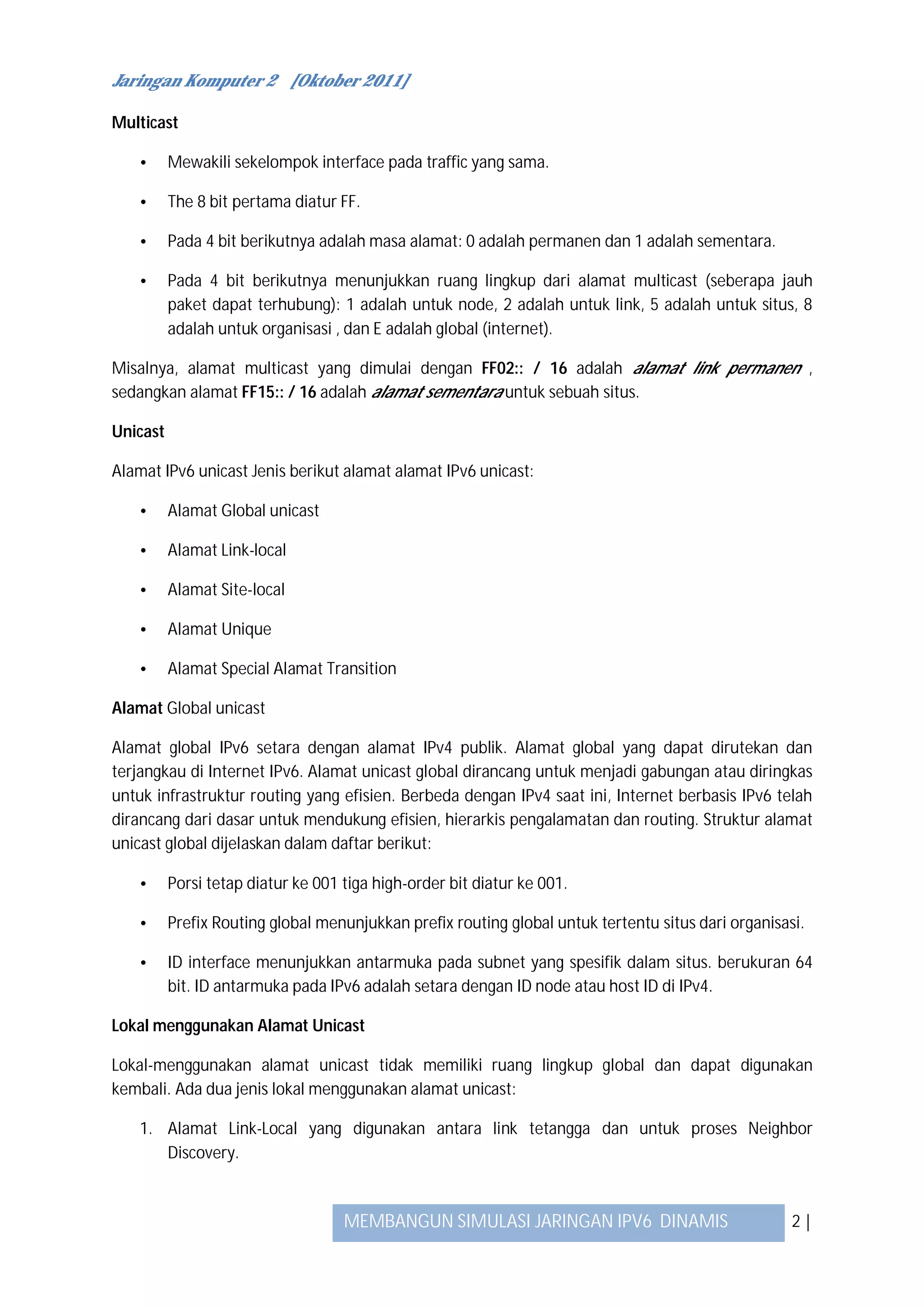 Tutorial jaringan i pv6 | PDF
