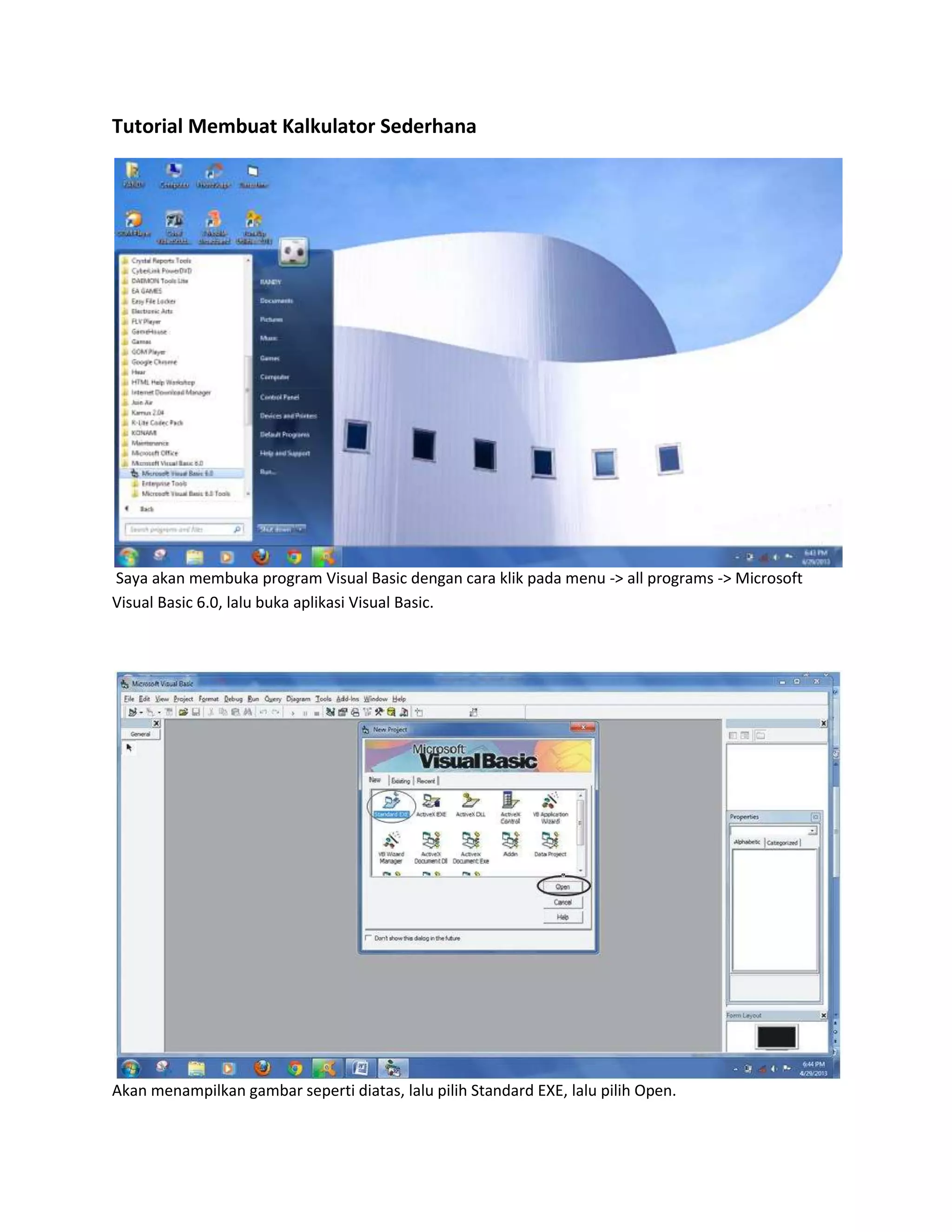 Tutorial kalkulator sederhana | DOCX
