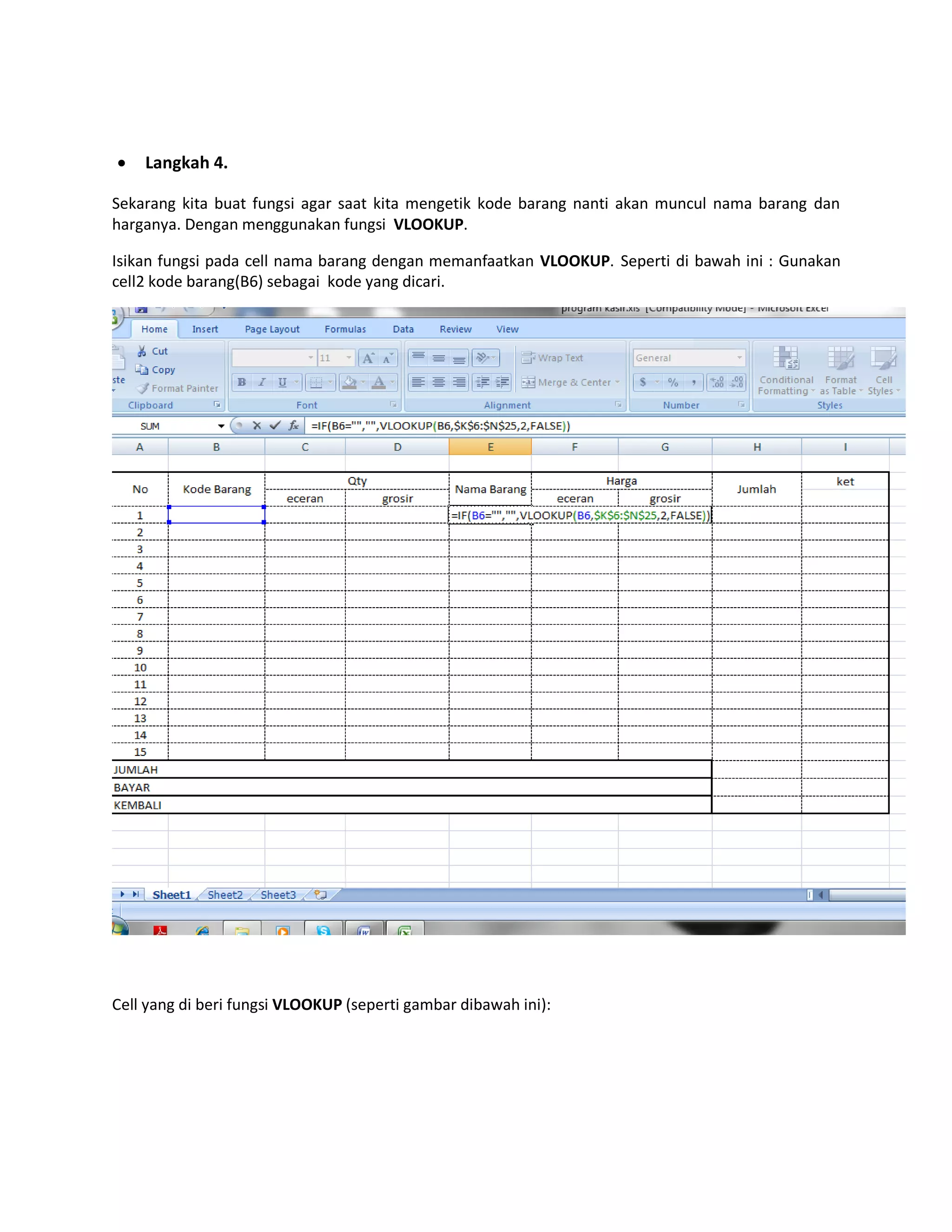 Tutorial kasir excel | PDF