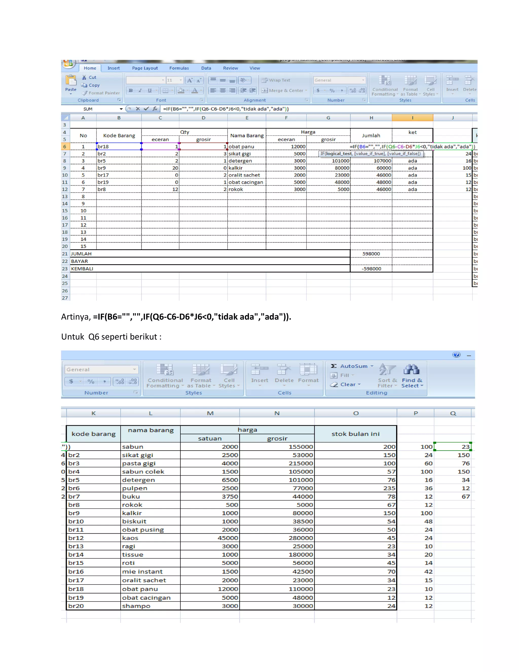 Tutorial kasir excel | PDF