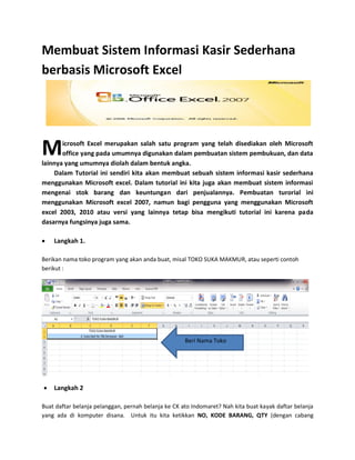 Tutorial kasir excel | PDF