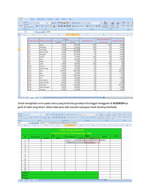 Tutorial kasir excel | PDF