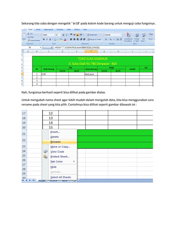 Tutorial kasir excel | PDF
