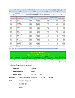 Tutorial kasir excel | PDF