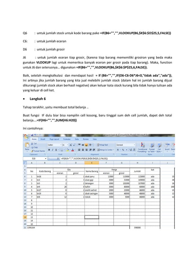 Tutorial kasir excel | PDF