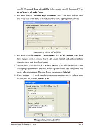 Tutorial koneksi database menggunakan komponen adodc | PDF
