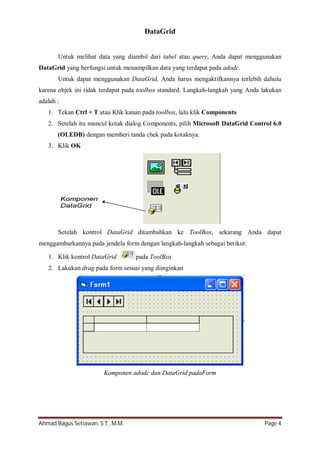 Tutorial koneksi database menggunakan komponen adodc | PDF