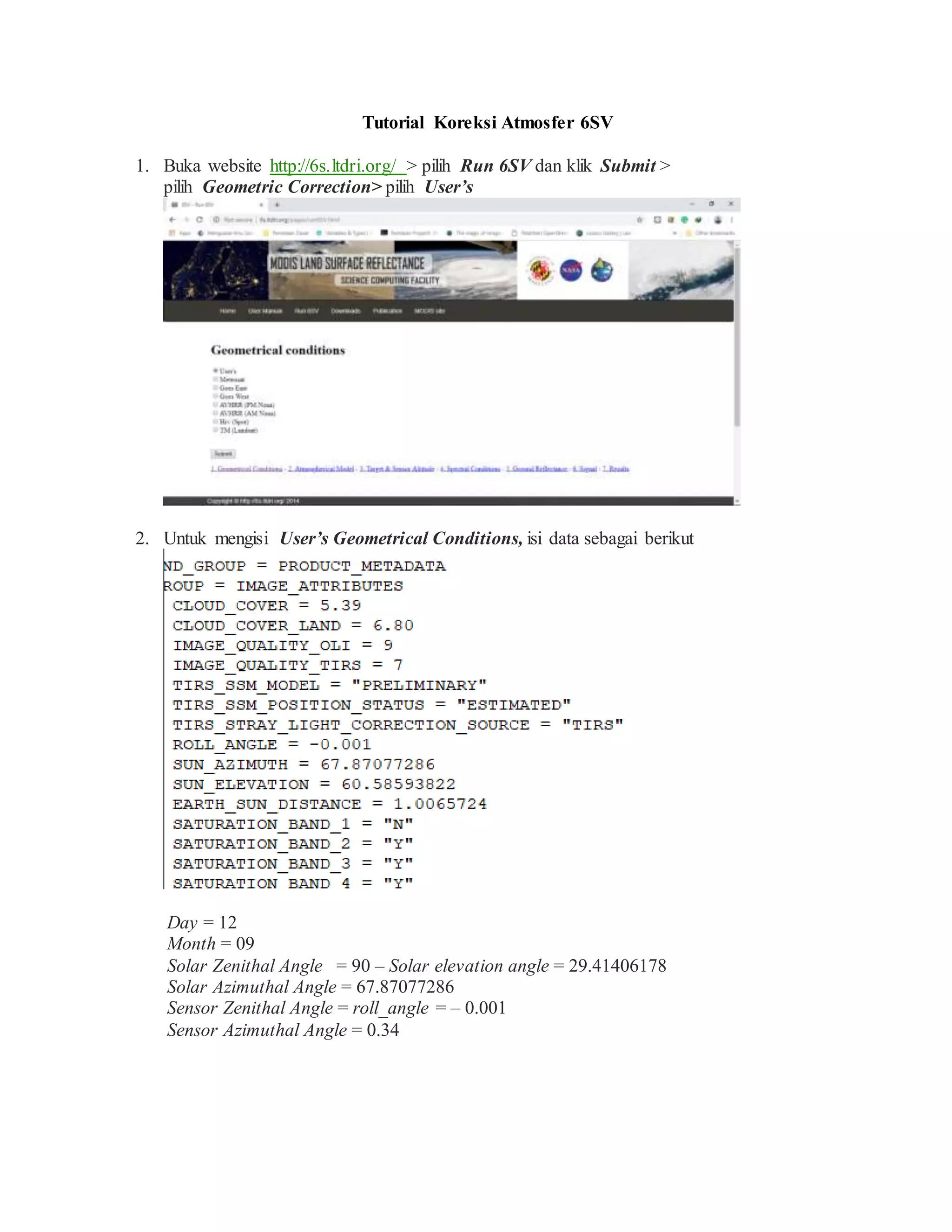 Tutorial Koreksi Atmosfer 6 SV | DOCX