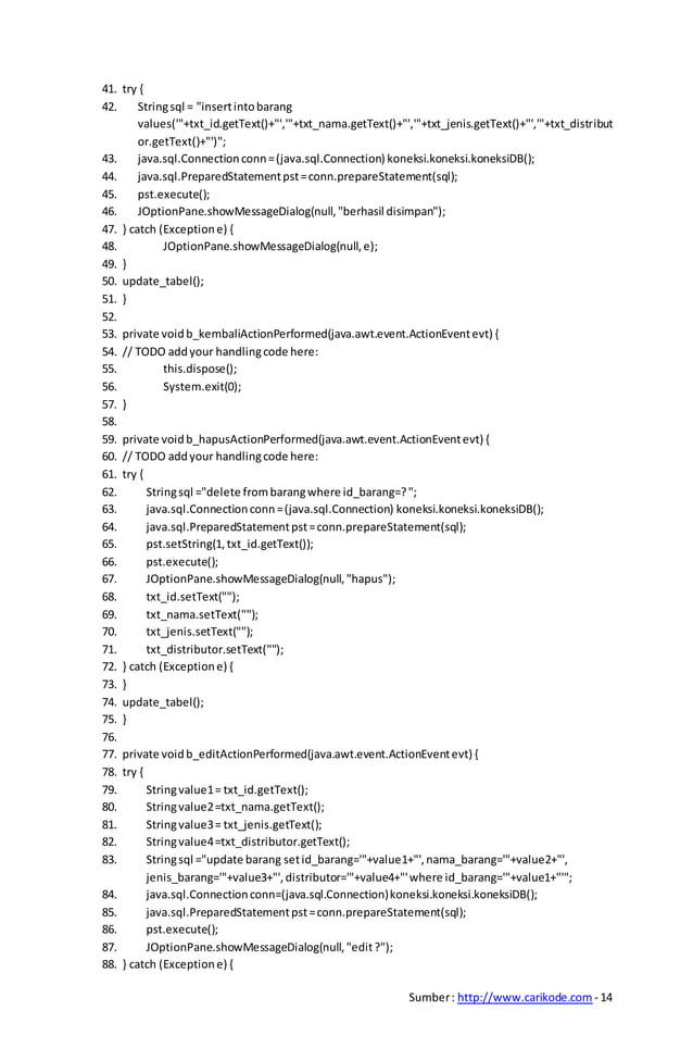 Tutorial lanjutan java netbeans 8 : Create Read Update Delete | PDF | Free Download