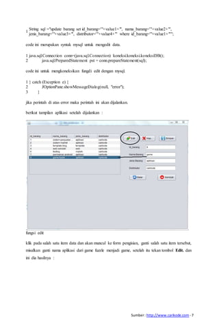 Tutorial lanjutan java netbeans 8 : Create Read Update Delete | PDF