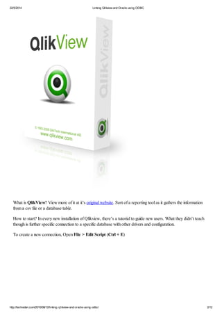 Tutorial ligar qlik_view_oracle | PDF