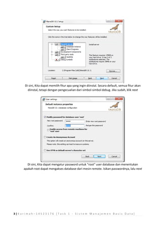 Install MariaDB pada WINDOWS, Konfigurasi, DDL, dan DML | PDF
