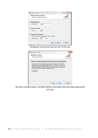Install MariaDB pada WINDOWS, Konfigurasi, DDL, dan DML | PDF