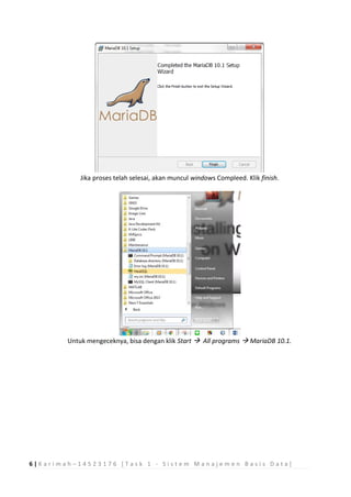 Install MariaDB pada WINDOWS, Konfigurasi, DDL, dan DML | PDF