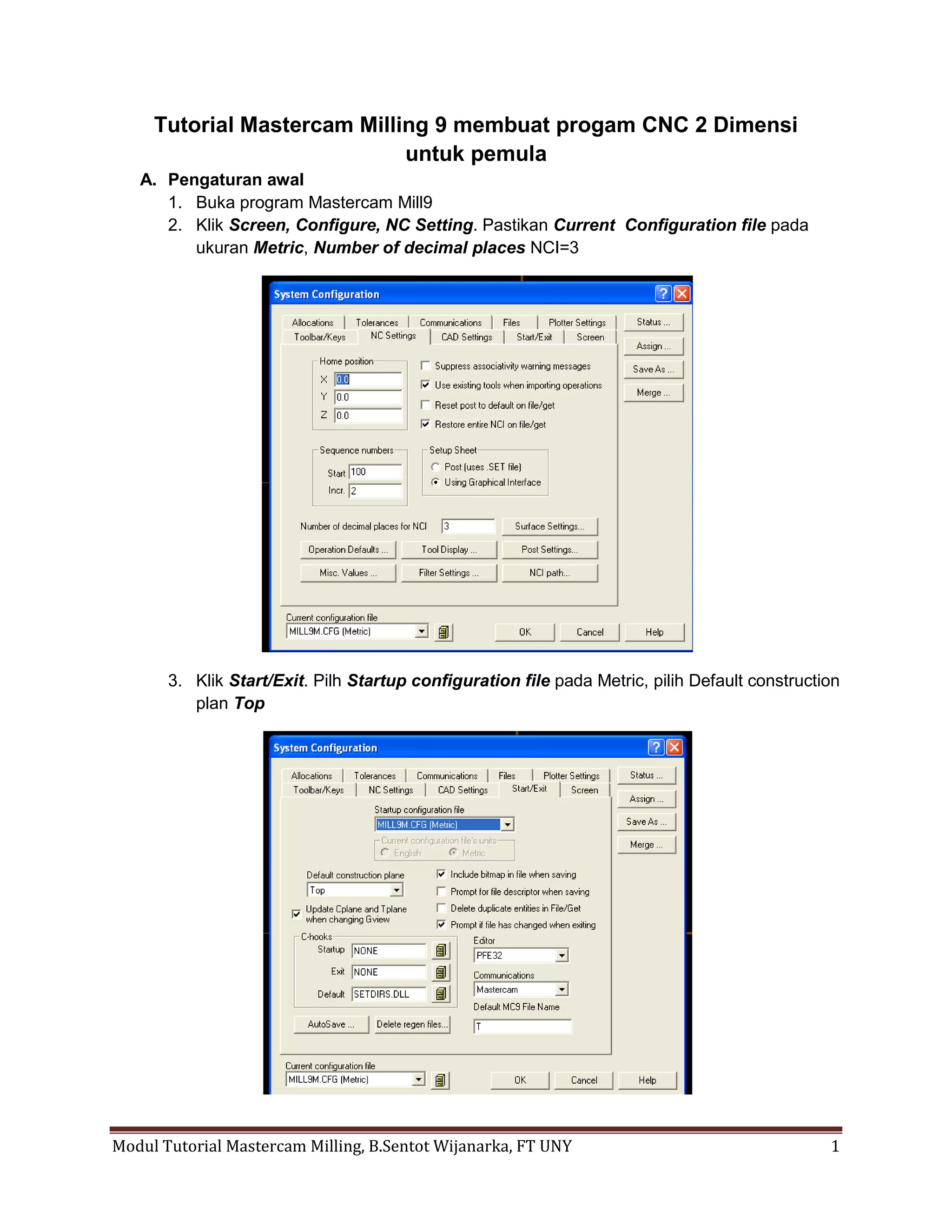 Tutorial mastercam milling 9 untuk pemula1 | PDF