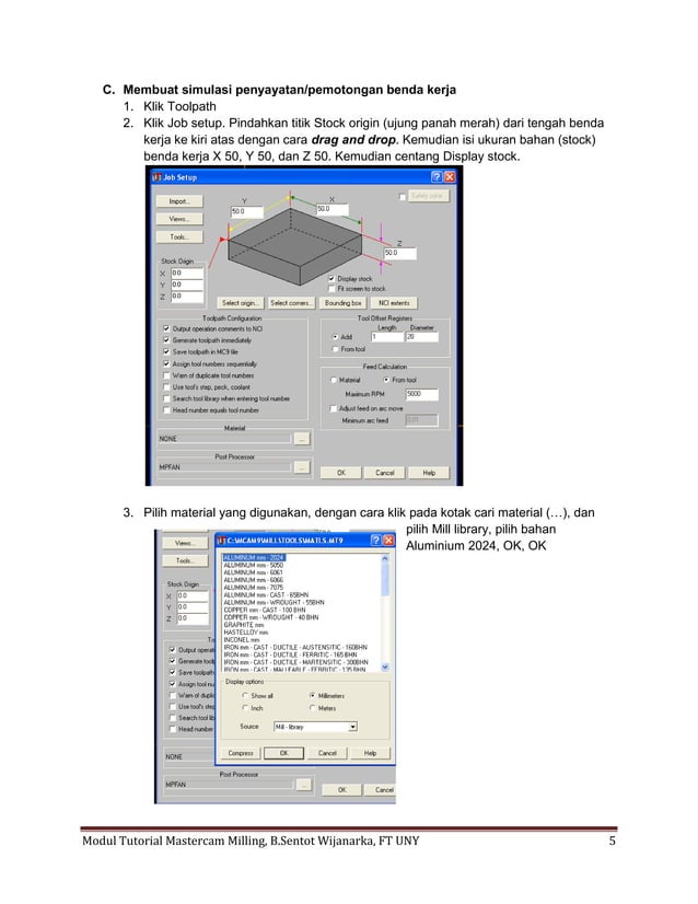 Tutorial mastercam milling 9 untuk pemula1 | PDF