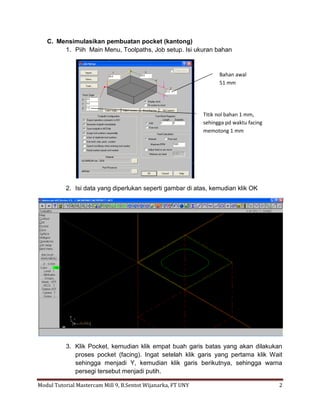 Tutorial mastercam milling 9 untuk pemula 2 | PDF