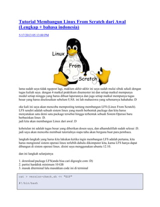 Tutorial membangun linux from scratch dari awal | PDF