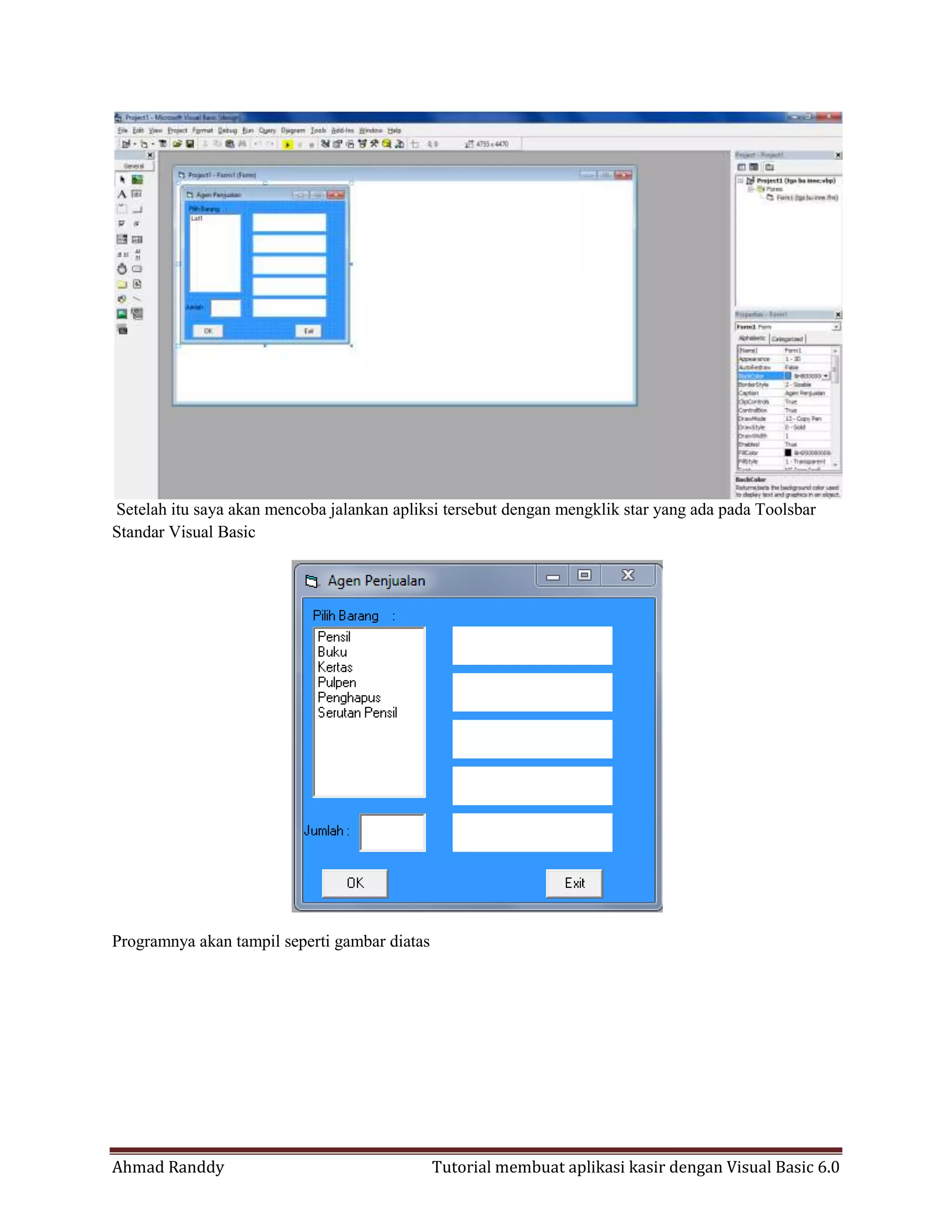 Tutorial membuat aplikasi kasir dengan vb 6.0 | DOCX