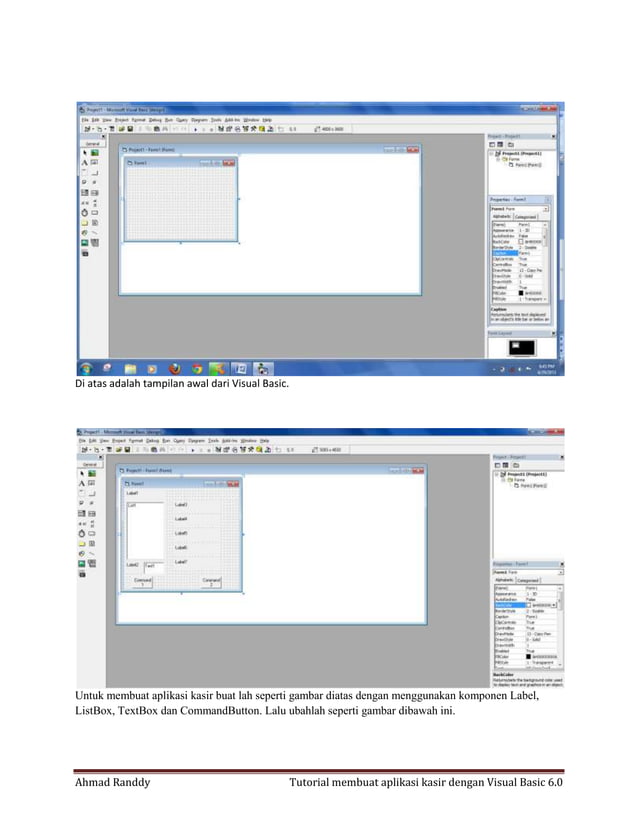 Tutorial membuat aplikasi kasir dengan vb 6.0 | DOCX