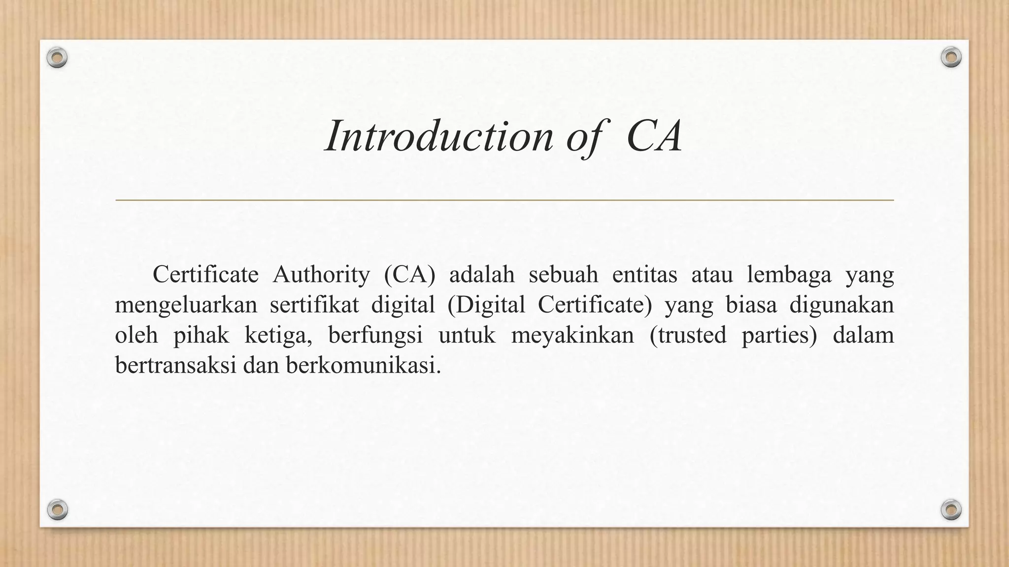 Tutorial membuat Certificate Authority menggunakan Virtual host + ssl | PPT