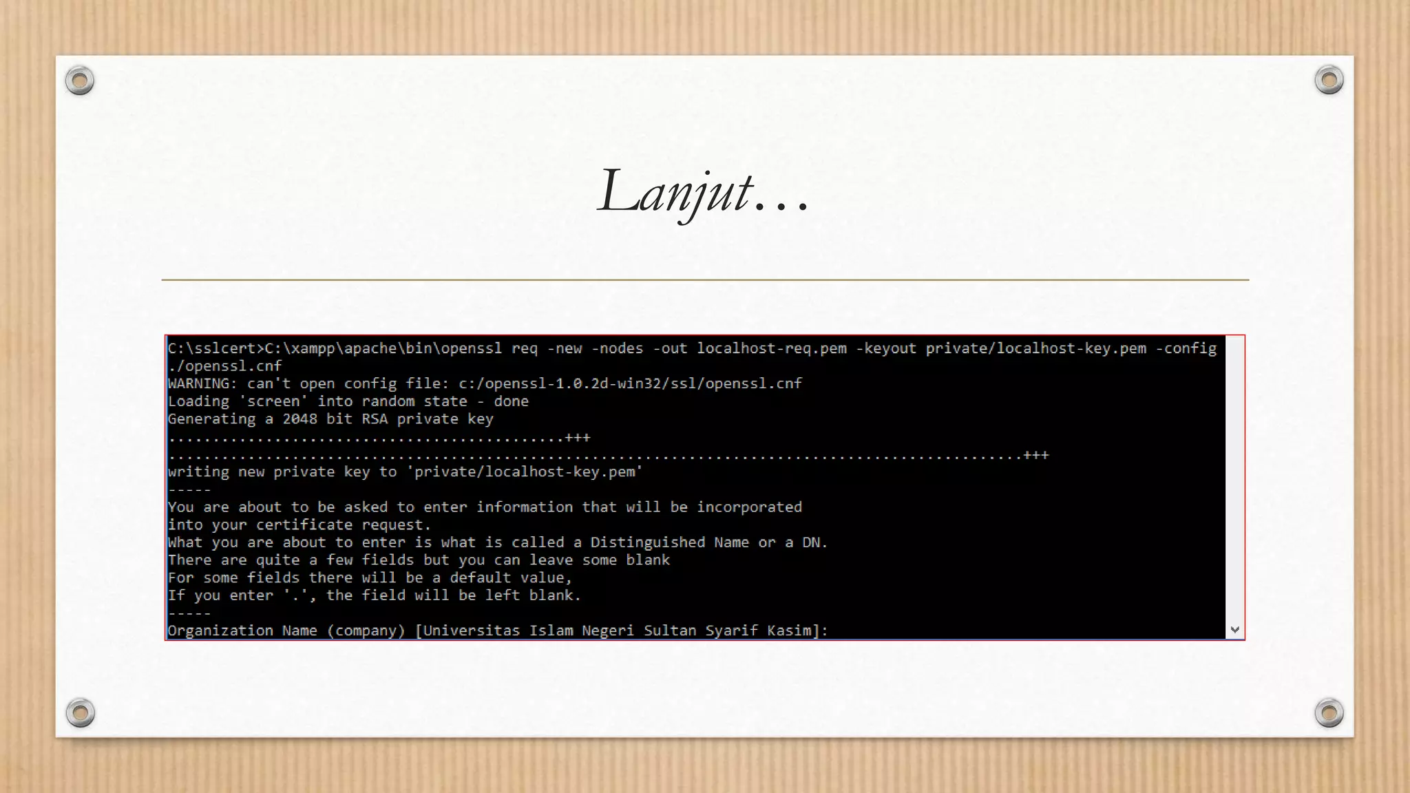 Tutorial membuat Certificate Authority menggunakan Virtual host + ssl | PPT