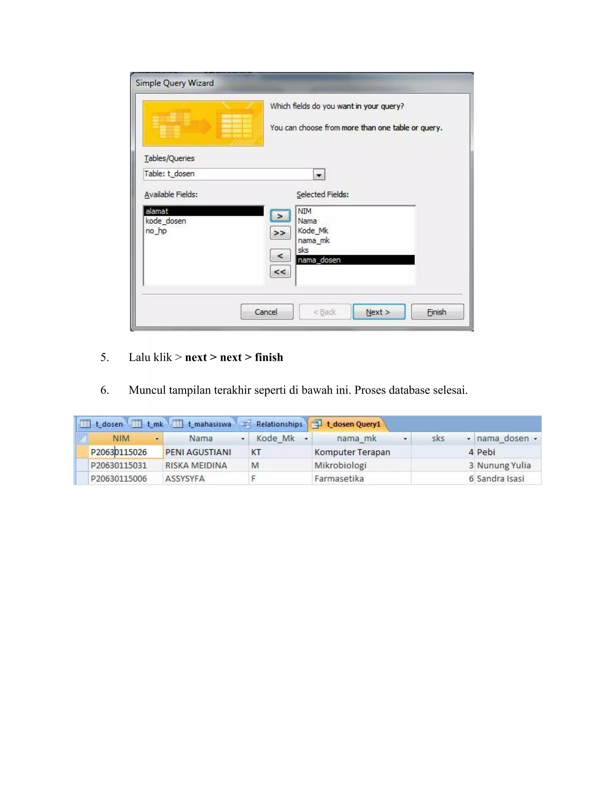 Tutorial membuat database menggunakan acces 2007 (peni) | PDF