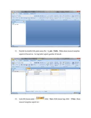 Tutorial membuat database menggunakan acces 2007 (peni) | PDF