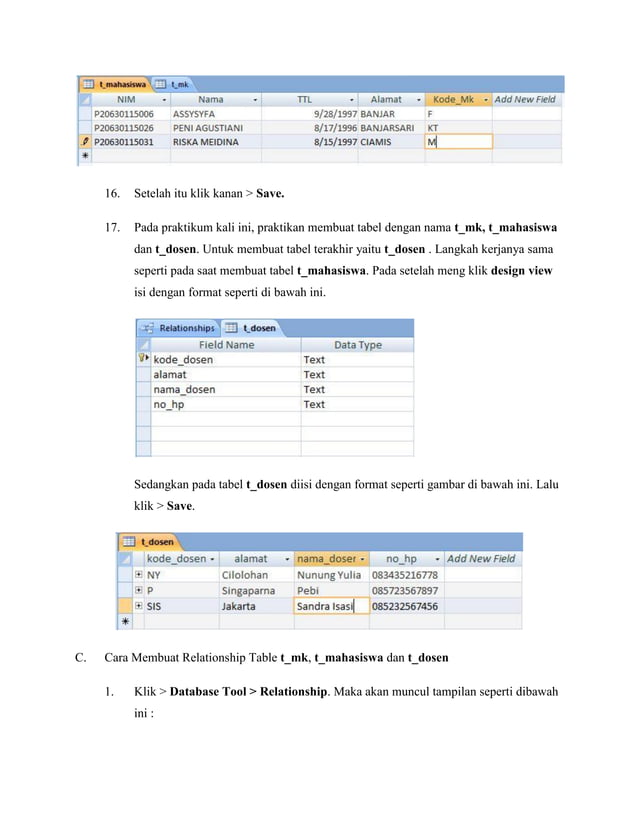 Tutorial membuat database menggunakan acces 2007 (peni) | PDF