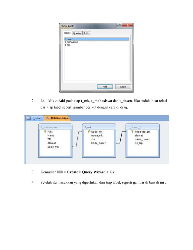 Tutorial membuat database menggunakan acces 2007 (peni) | PDF