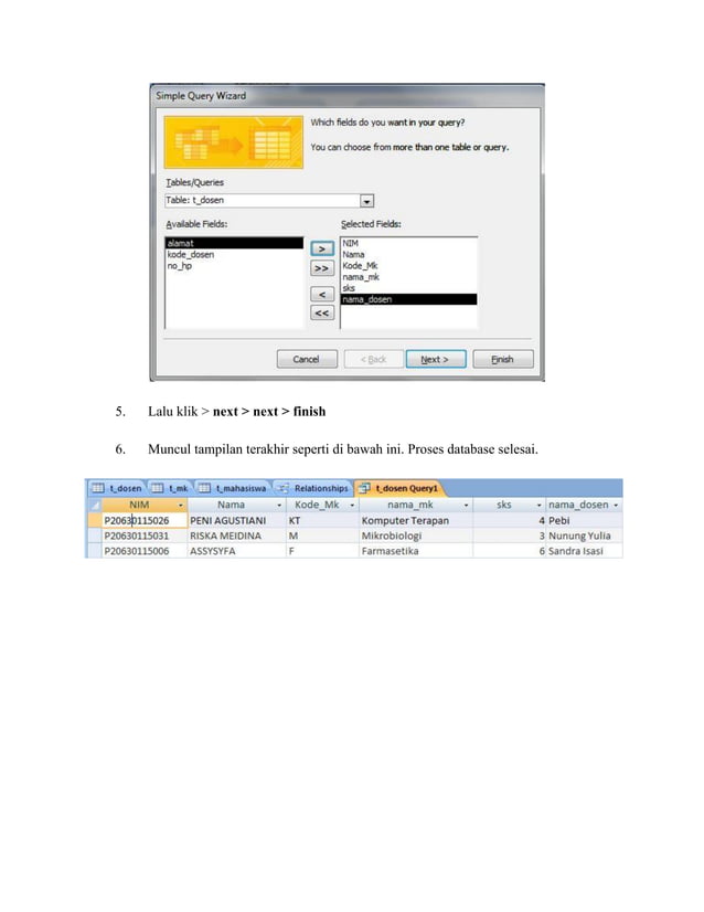 Tutorial membuat database menggunakan acces 2007 (peni) | PDF