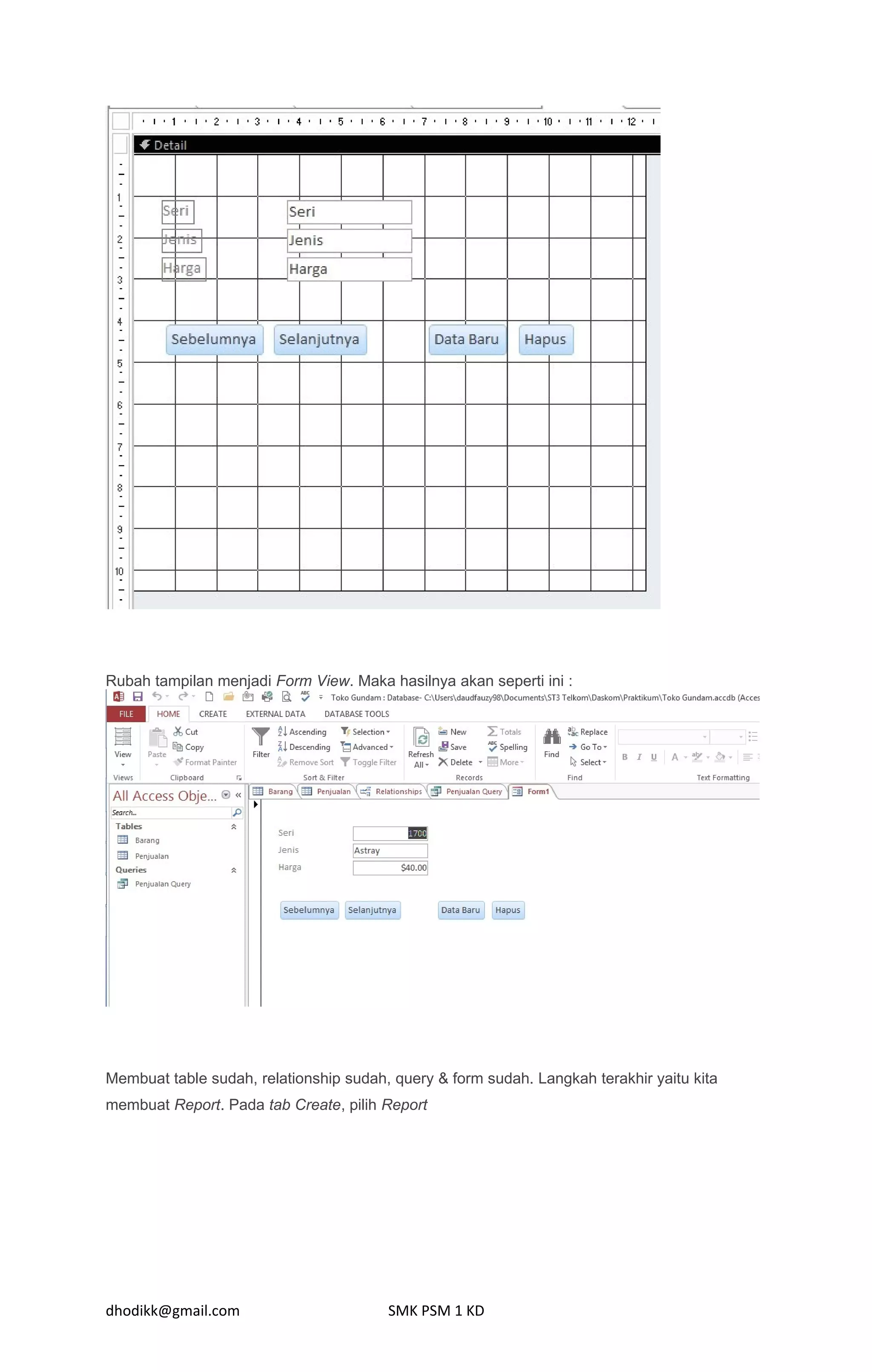 Tutorial membuat database menggunakan ms access | DOC
