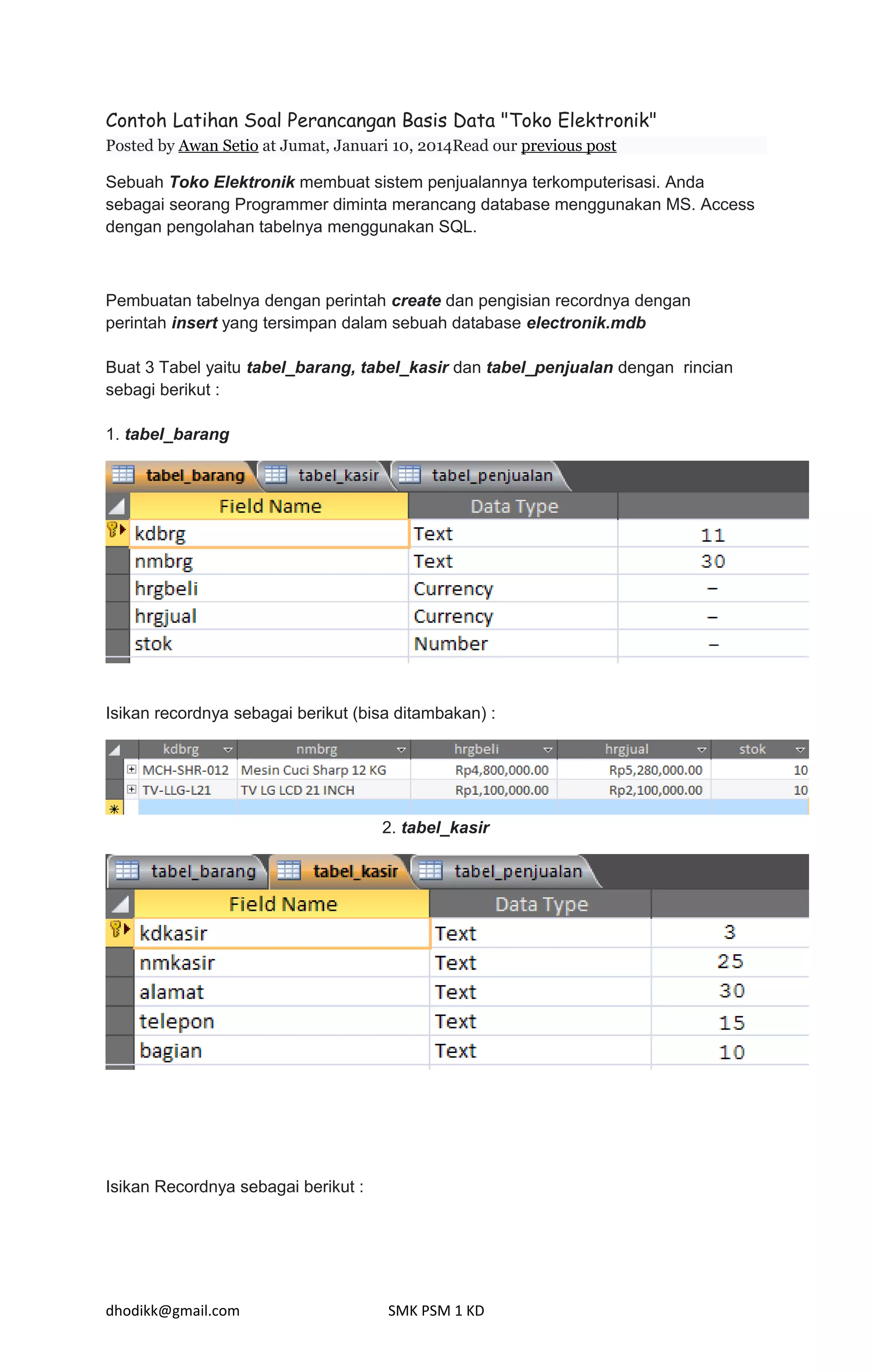 Tutorial membuat database menggunakan ms access | DOC