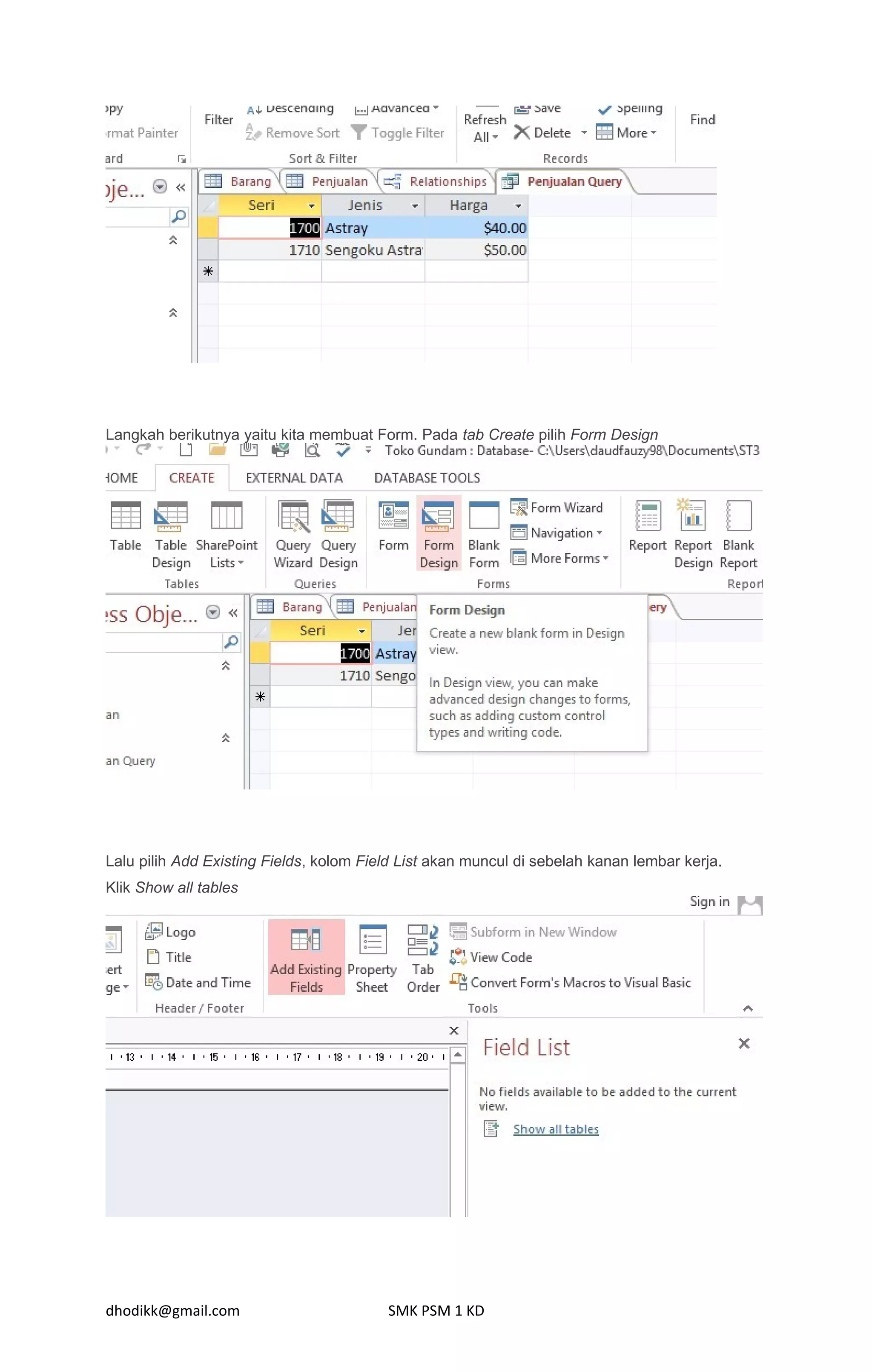 Tutorial membuat database menggunakan ms access | DOC