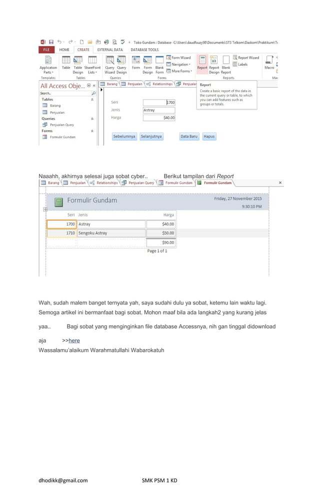 Tutorial membuat database menggunakan ms access | DOC