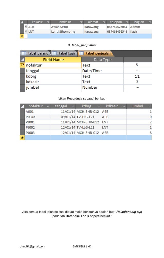 Tutorial membuat database menggunakan ms access | DOC