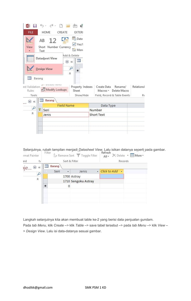 Tutorial membuat database menggunakan ms access | DOC