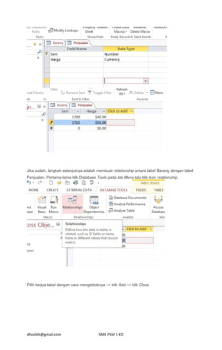 Tutorial membuat database menggunakan ms access | DOC