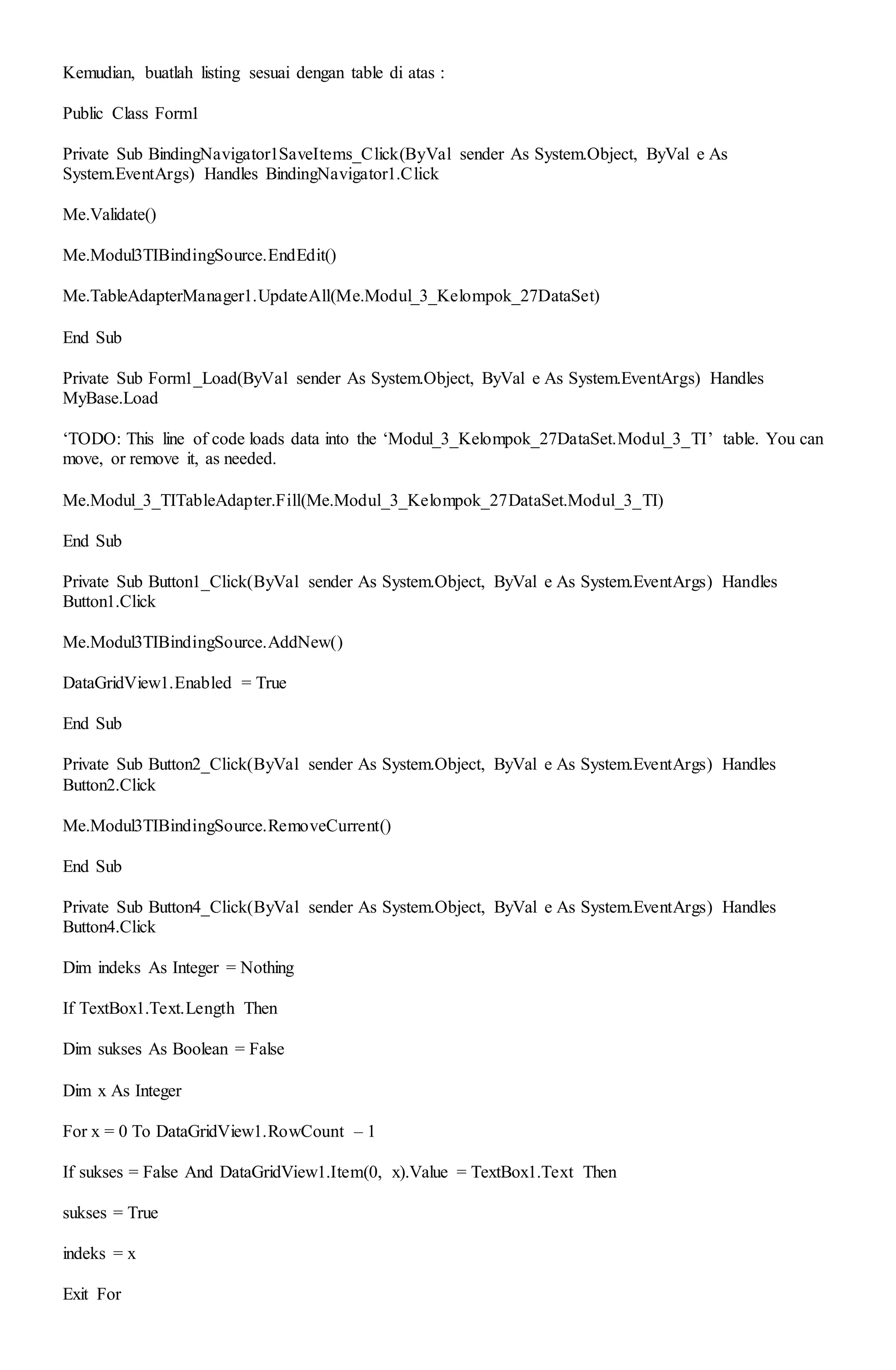 Tutorial membuat database menggunakan vb | DOCX