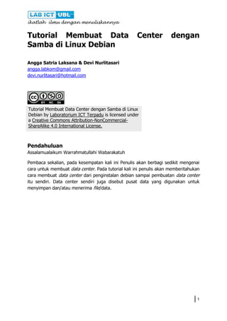 Tutorial membuat data center dengan samba di linux debian | PDF