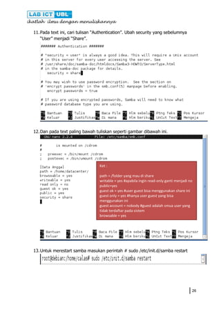 Tutorial membuat data center dengan samba di linux debian | PDF