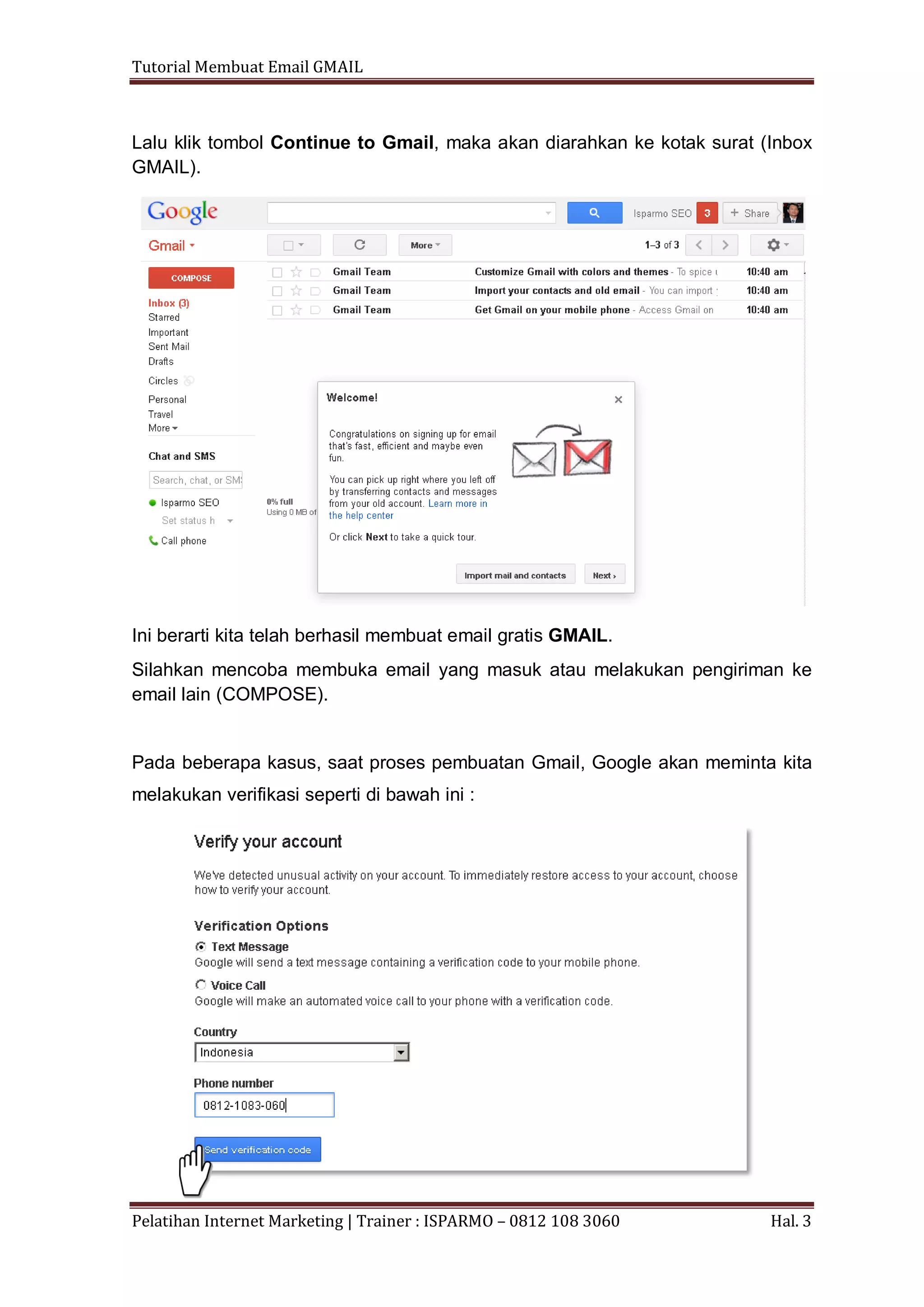 Tutorial membuat email GMAIL | PDF | Free Download